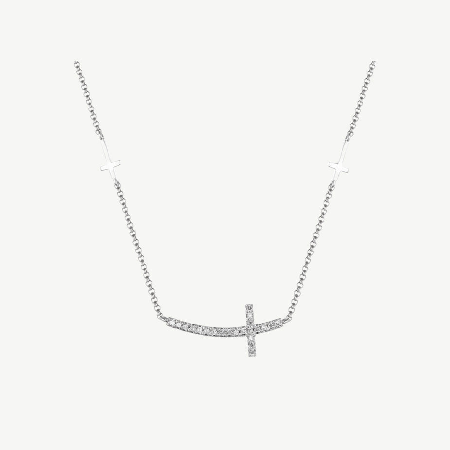 White gold horizontal cross necklace store